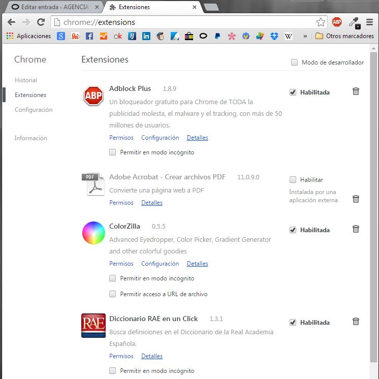 Extensiones de Chrome